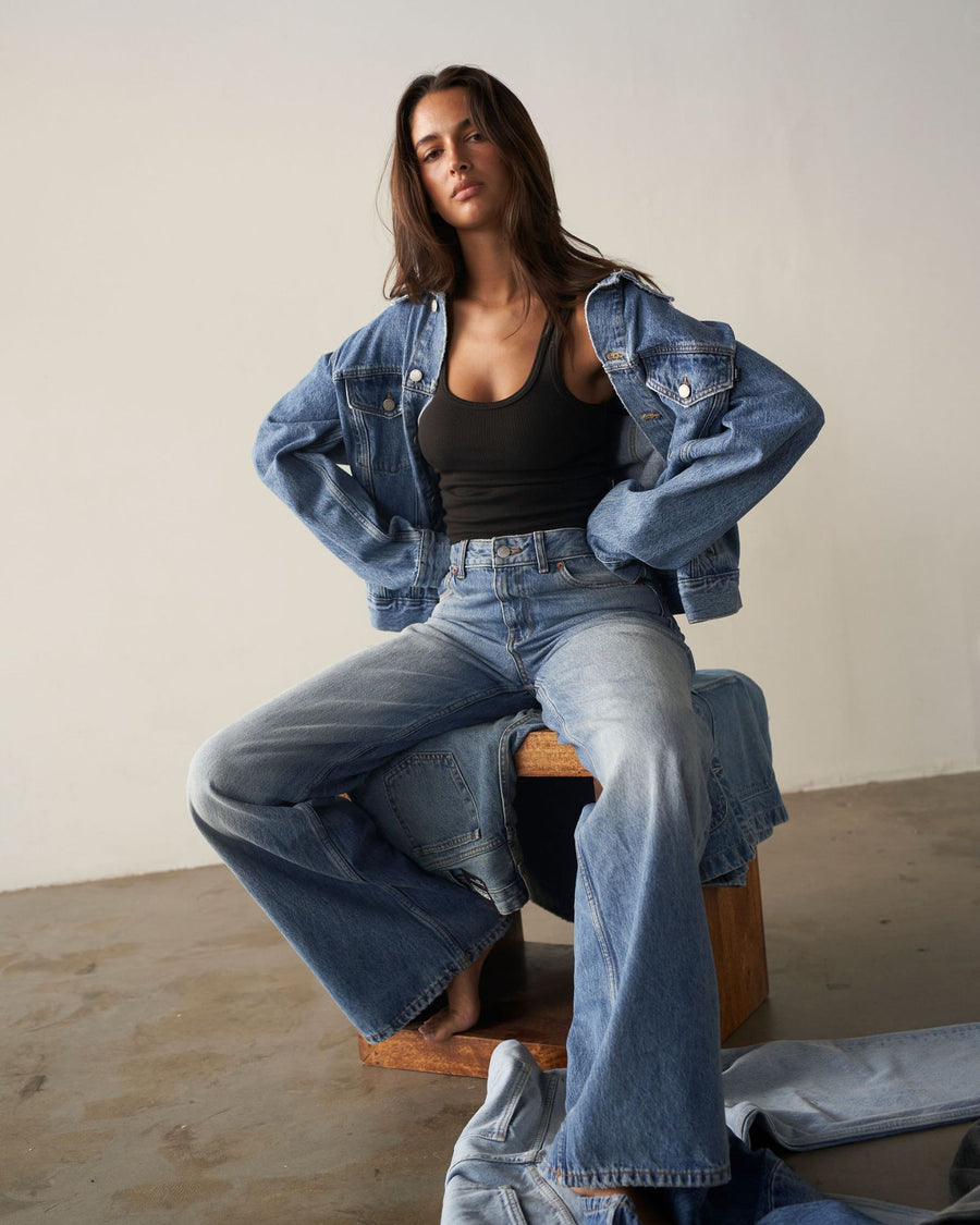 Joey Trucker Jacket - Stream Sky Retro – Dr Denim Jeans - Australia & NZ