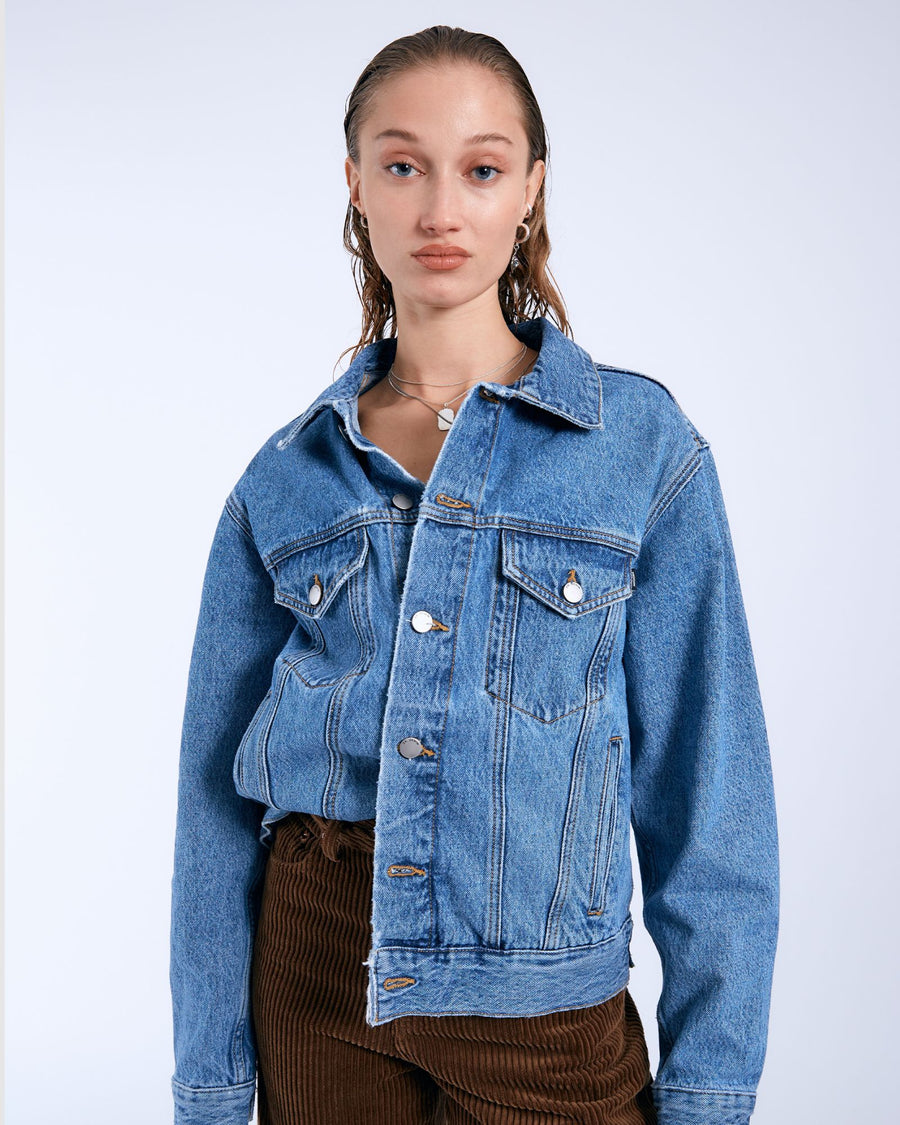 Joey Trucker Jacket - Stream Sky Retro – Dr Denim Jeans - Australia & NZ
